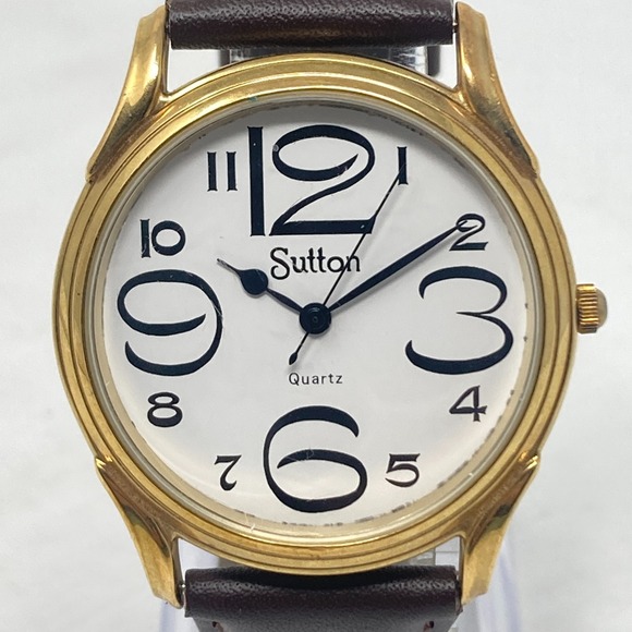 Sutton | Accessories | Vintage Sutton Watch Women 36mm Gold Tone Brown ...